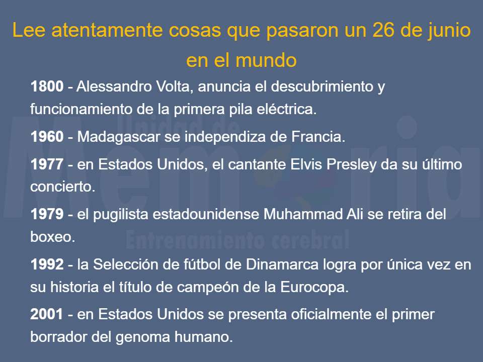 Ejercicio Nº894 de tipo Efemérides | Rutina 2021-06-26